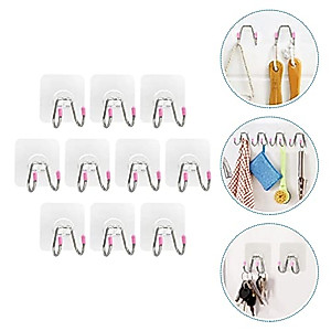 LIFKOME Wall Hooks for Hanging Heavy Duty Self Adhesive Hooks Waterproof Transparent Hooks Large Adhesive Hooks Sticky Wall Hooks Rustproof Stainless Steel Nail- Free Wall Hooks for Organization