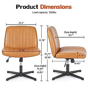 Sweetcrispy Office Chair No Wheels - Armless Desk Chair No Wheels Cross Legged Office Chair Wide Swivel Home Office Desk Chairs