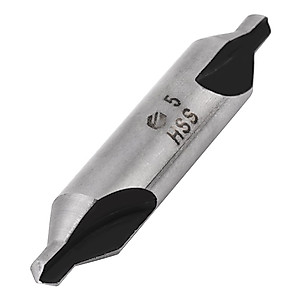 Center Drill Set, 6pcs 1/1.5/2/2.5/3/5mm 60 Degree High Speed Steel Centering Drill Bit Set, Countersink Lathe Center Drill Bits