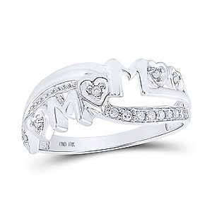The Diamond Deal 10kt White Gold Womens Round Diamond Mom Ring 1/10 Cttw