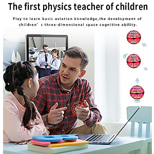 Flying Ball Toys- 2023 Upgraded, Built-in RGB Lights Spinner 360° Rotating,Spinning UFO Safe for Kids Adults Magic Flying Toys Outdoor Indoor,Globe Shape Magic Controller Mini Drone Flying Toy (red)