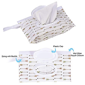 TORASO Large Size, 2 PCS Baby Wipes Dispenser with Lid and 2 PCS Pouch with Lid, Baby Wipe Holder Keeps Wipes Fresh Simple Style Wipe Container Regular Storage Case Box (GN,WH+2,Large)