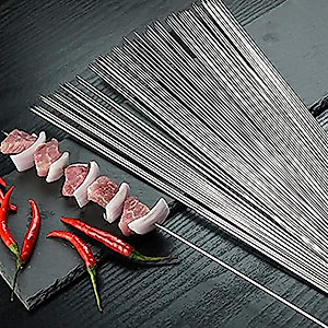 20 Pieces Stainless Steel skewers, BBQ skewers, Meat skewers, Stainless Steel skewers, Reusable BBQ skewers, Kebabs - 35cm