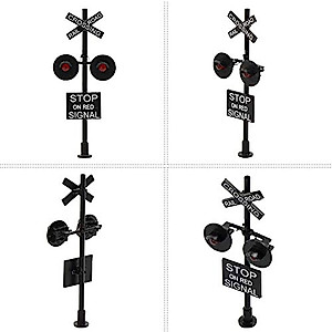 Evemodel JTD877RP 1 Set HO Scale Railroad Train / Track Crossing Sign 2 Heads LED Made + Circuit Board Flasher-Flashing Red Train Stop Signal Lights Decoration and Party