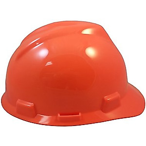 MSA V Cap Style Hard Hats w/FasTrac III Suspensions and Handy Tote Bag - Hi Viz Orange