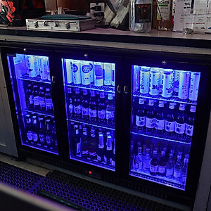 New Procool Refrigeration 3-door Glass Front Back Bar Beverage Cooler with Blue LED; 54" Wide