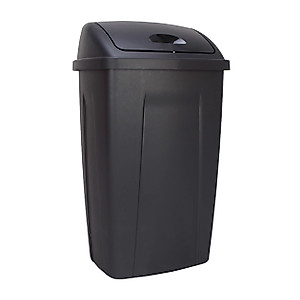 DqOasd Trash Can 13 Gallon with Swing Lid, Plastic Tall Garbage Can Indoor, Recycle Bin and Waste Basket for Home, Office, Garage, Patio, Restaraunt (Black), 1 Count