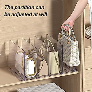Creahappy 5pcs Shelf Dividers for Closet Shelf Organizer with Base Shelf Closet Organization Adjustable Cabinets Shelf Vertical Purse Separator Closet Bookshelf for Organization in Bedroom Office