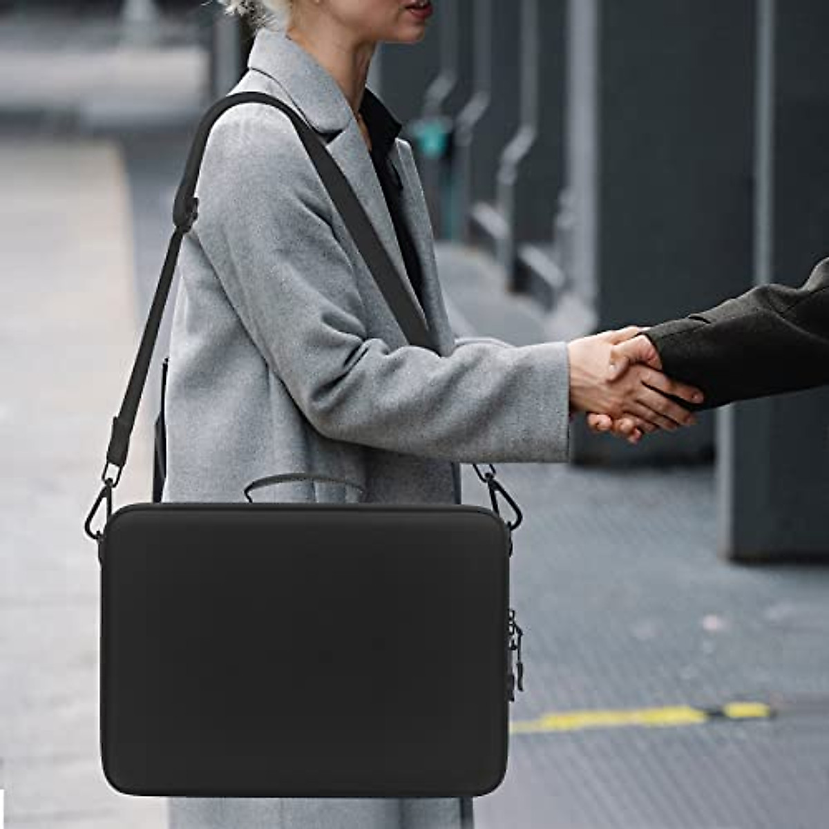 Lacdo Hard Shell Laptop Carrying Case Shoulder Bag for 16 inch New MacBook Pro M1 Pro/Max A2485 A2141 2021-2019, 15 inch Old MacBook Pro 2012-2018, Compartment for iPad Mini with Apple Pencil, Black