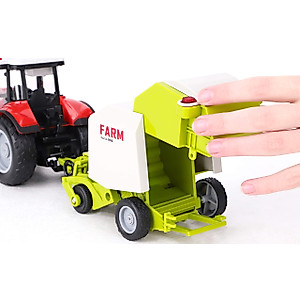 Toyland® 37cm Red Tractor & Trailer with Lights & Sound - Childrens Farm Toys (Tractor & Baler)