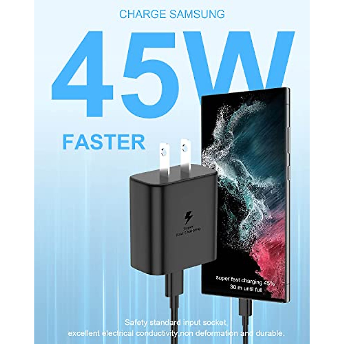 45W USB C Samsung Super Fast Charger Block for Samsung Galaxy S23 Ultra S22 Ultra Charger S23/S23+/S22+/S22/S21/ Ultra,S10/S9/S8,Galaxy Tab S8 Ultra S7/S7+/S8+ Type C Wall Charger with 6ft Cable