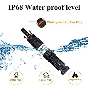 Triproton 10A Solar Fuse Holder IP68 Waterproof Connector 1000V, for Solar System, Male Female Black Housing with 1 Fuse (10 AMP)