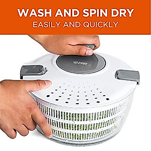 COMMERCIAL CHEF Salad Spinner with Salad Serving Bowl, Wash Vegetables like Romaine Lettuce, Yellow Tomatoes, and More, Salad Spinner Kitchen with Lock Top and Salad Bowl for Serving