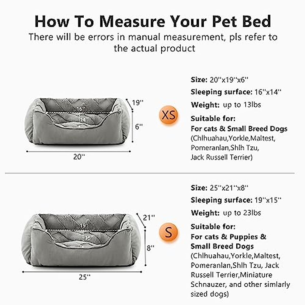 MIXJOY Dog Bed for Large, Medium, Small Dogs - Rectangle Washable Sleeping Puppy Sofa, Orthopedic Pet Bed, Soft Calming for Indoor Cats, Anti-Slip Bottom With Multiple Sizes (20'', Gray)