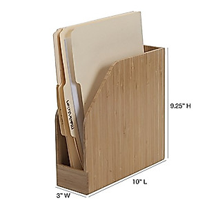 Bamboo Vertical File Folder Holder & Office Product Organizer, Store Files, Magazines, Notepads, Books and more, 2 Pack Combo Set