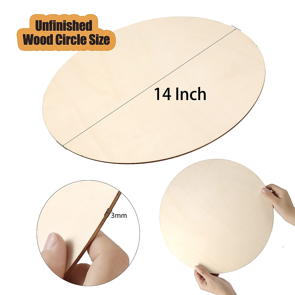 5Pcs 14 Inch Wood Circles for Crafts, Unfinished Blank Wooden Rounds Slice Wooden Cutouts for DIY Crafts, Door Hanger, Sign, Wood Buring, Painting, Christmas Décor