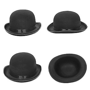 GEMVIE Classic Black Felt Derby Hat Lightweight Bowler Hat Novelty Costume Hat for Party Dress Ups Black