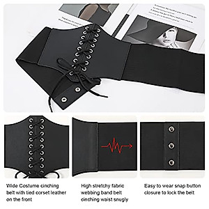 XZQTIVE Stretchy Corset Waist Belt for Women, Wide Elastic Tie Waspie Belt for Dresses 4.7inch