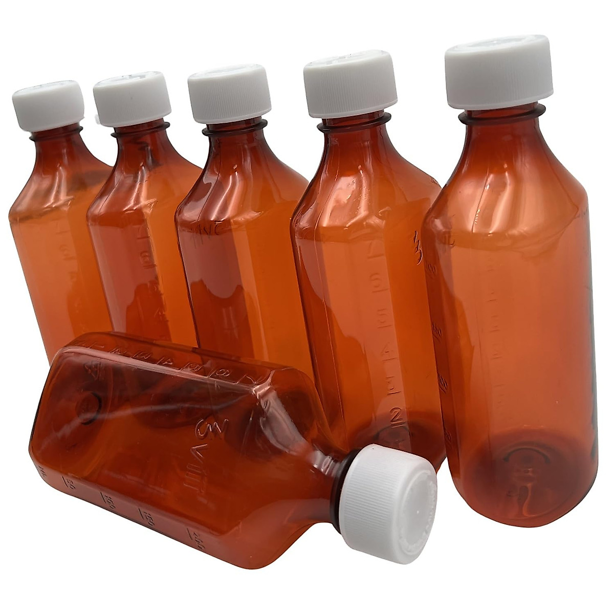 Sandhill Tools Premium Oval Plastic Liquid Medicine Bottles with Child Resistant Caps 8 Oz, Pharmacy Leak Proof Travel Containers for liquids and Lotions (12 Pack)