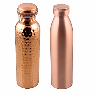 MORE-ECO Set of 2 Water Bottles | Copper Water Bottle | Travel Water Bottle | Ayurvedic Health Benefits Copper Bottle 32 OZ Water Bottles