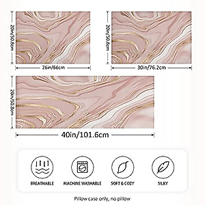 Dalzium Rose Gold Satin Pillowcase for Hair and Skin, Rose Gold Marble Silk Pillow Case with Envelope Closure, Standard Size 20x26 inches, 1 PC