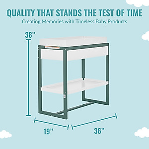 Dream On Me Arlo Changing Table in Jungle Green, Made of Solid New Zealand Pinewood, Non-Toxic Finish, Comes with Water Resistant Mattress Pad & Safety Strap