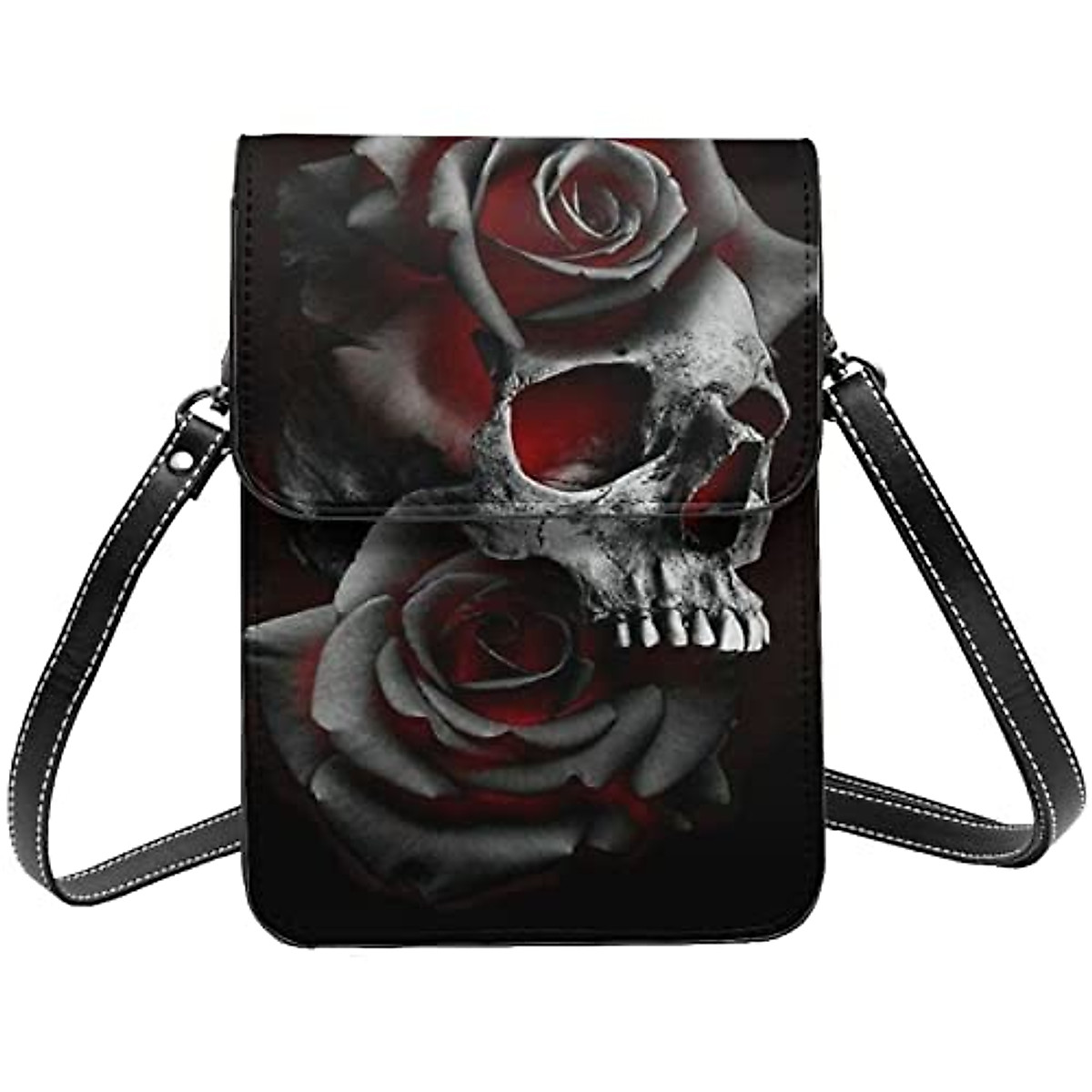 Small Crossbody Bags for Women Gothic Skull Rose Face Lightweight Cell Phone Purse