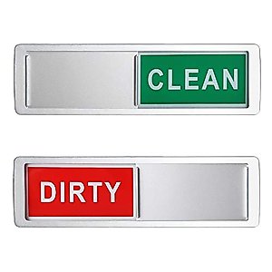 Clean Dirty Magnet Sign for Dishwasher，Taste Season Super Strong Magnet, Easy to Read Non-Scratch Magnetic，Sliding Indicator with Clear, Bold & Colored Text (Silver)