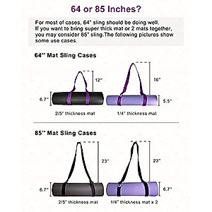 Tumaz Yoga Mat Strap [MAT NOT Included] (2 Sizes) with Extra Thick & Comfy Delicate Texture, Adjustable Yoga Mat Carrier