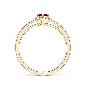 Angara Natural Ruby Engagement Ring For Women with Diamond in 14K Yellow Gold (Stone Size-5x3mm, Stone wt-0.25, Ring Size-9) - July Birthstone Jewelry Gift