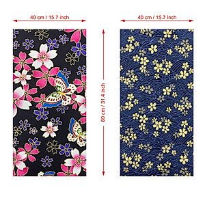 aufodara 5Pcs Cotton Fabric 15.7x31.4" Japanese Style Printed Fabric Fat Quarters Fabric Bundles for DIY Sewing Quilting Artcraft Handwork Fabric (Navy Blue)