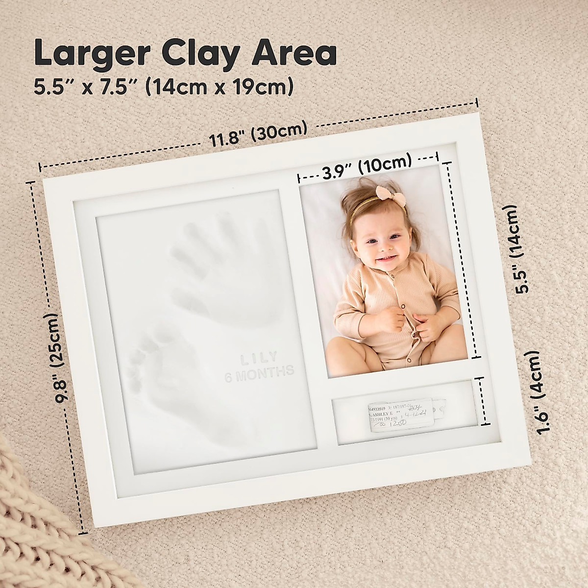 KeaBabies Baby Footprint Kit - Baby Hand and Footprint Kit, Baby Shower Gifts for Mom, Baby Keepsake, Personalized Baby Picture Frame Print Kit, Baby Handprint Kit, Mother's Day Gifts (Alpine White)