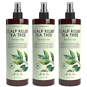 PHARM TO TABLE Scalp Relief Tea Tree Leave-In Conditioner, Relieve Itchy, Dry Scalp, Detangles Hair, 240ml/8 fl oz, 3-Pack