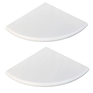 GEOONA 2 Pcs White Marble Corner Shower Shelf for Bathroom, 9'' x 9'' x 0.8'' Marble Corner Shelves for Bathroom Wall Mounted Both Side Polished