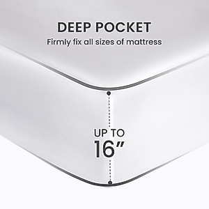 SLEEP ZONE® Nanotex® Super Soft Cooling Queen Bed Sheets Set 4 Piece - Easy Care Fitted Flat Sheet & Pillowcase Sets - Wrinkle Free, Fade Resistant, Deep Pocket 16" (White, Queen)