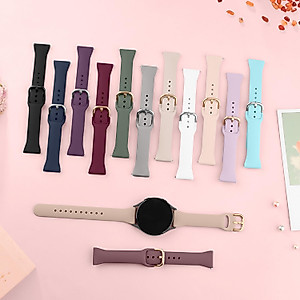 3 Pack Slim Sport Bands for Samsung Galaxy Watch Active 2 40mm 44mm, Soft Liquid Silicone Waterproof Straps for Replacement for Galaxy Watch Active Wristbands Women Men (PinkSand/Starlight/SageGreen)