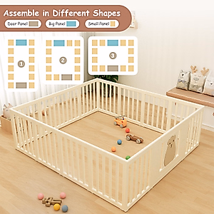 BanaSuper 2 Baby Playpen Add-on Panels Extension Sturdy Home Indoor Baby Fence Safety Play Yard Kids Activity Center with Gate for Baby Boys Girls Toddlers (2 Small Panels)