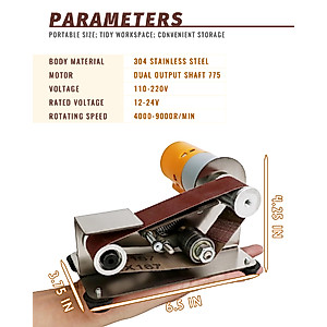 Blissthrill Mini Belt Sander, Electric Spindle Sander, 15° belt sander for knife making, 7 Adjustable Speed Knife Polishing Kit, Power Belt Sanders for Metal Working, DIY (6.5 Inch Mini Belt Sander)