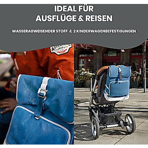 Babymoov Sancy Diaper Bag Backpack | Unisex Back Pack With Heavy Duty Roll-Top Closure, Large Insulated Compartment, Changing Pad And Accessories, Navy Blue