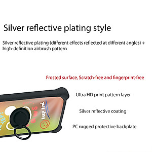 Case for Infinix Smart 6 Case Compatible with Infinix Smart 6 Phone Case Cover [with Tempered Glass Screen Protector][PC + TPU 2 in 1][Ring Support] [Golden Reflect Light] DJH-XXX