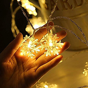 BIMOUR Christmas Lights Snowflake String Lights 19.6 ft 40 LED Fairy Lights Battery Operated Waterproof for Xmas Garden Patio Bedroom Party Decor Indoor Outdoor Celebration Lighting