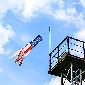 Boao 2 Pieces 24 Inch American Flag Windsock US Stars and Stripes Hanging Decoration Windsock Waterproof Material for 4th of July Patriotic Day Outdoor Hangings
