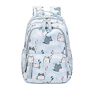 Cute Cat Casual Daypack Teens Elementary School Backpack Students Bookbag for Girls Boys