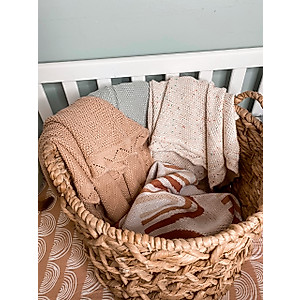 COCOAbi Baby Blanket in Retro Rainbow | 100% Cotton Knit | Naturally Soft for Babies | Boho Colors & Pattern | Gentle Cotton Blanket | Eco-Friendly Material | Beautiful Baby Gift | 32” x 38”