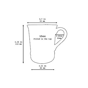 Essential Drinkware 15oz Entice Ivory White Tall Ceramic Coffee Mug, Set of 4 - Large handles, dishwasher and microwave safe