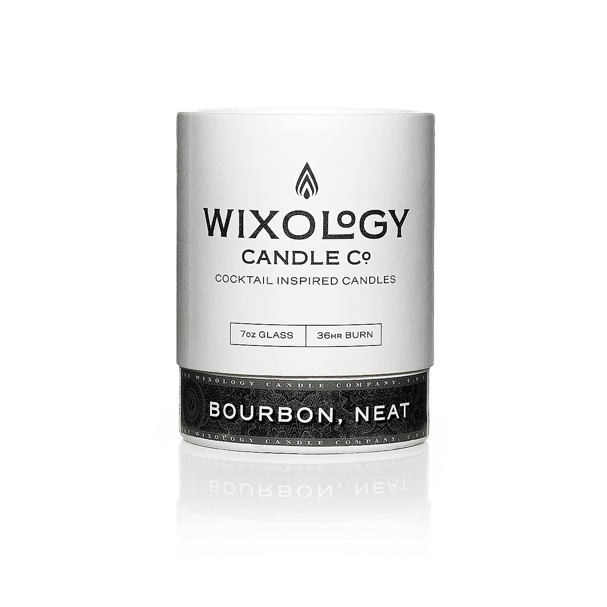 Wixology Cocktail Inspired Bourbon Neat Soy Candle - Vanilla Caramel and Oak Scented Candle in Reusable Rocks Glass - Made in Kentucky - 7 oz