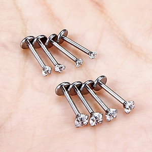 Ftovosyo 18G Threadless Push in Nose Rings Studs Surgical Steel Pushin Nose Stud 1.5mm 2mm 2.5mm 3mm Round Crystal Nose Piercing Jewelry for Women Men