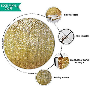 Allenjoy 7x5ft Happy Birthday Backdrop Golden Bokeh Spots (Not Glitter Sequin) Photography Background for Graduation Bday Wedding Bridal Baby Shower Party Decor Banner Portrait Photo Booth Props