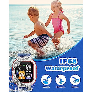 Cloudpoem Smart Watch for Kids Girls Boys, Kids Watch Fitness Tracker Watch with Pedometer Heart Rate Monitor Sleep Tracker Alarm Clocks Puzzle Games Calculator IP68 Waterproof, Kids Gift Blue