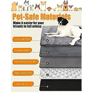 Sytopia Dog Cooling beds chew Proof for Medium Dogs Indestructible Waterproof Washable Dual Side Dog Crate Bed, Dog Couch, Pet Bed with Removable Cover and Nonskid Bottom-Grey L Size